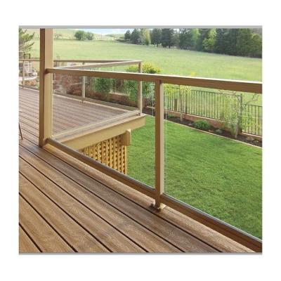 Cina Aluminum porch railing glass balustrade for decking style aluminum base shoe glass railing design in vendita