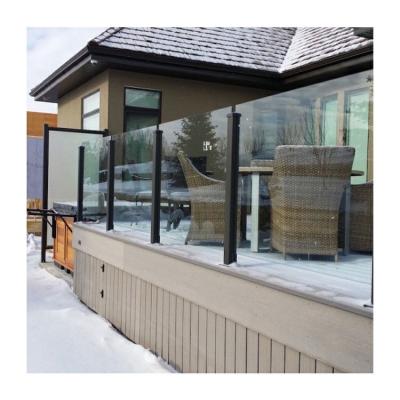 Cina 42 inch aluminum deck railing glass panels balustrade design aluminum railing with tempered glass in vendita