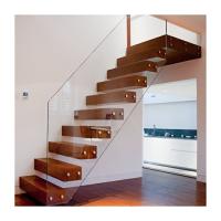 China Solid wood floating staircase design wood building material parlor floating staircase for sale