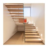 China Solid wood floating staircase design wood building material parlor floating staircase for sale