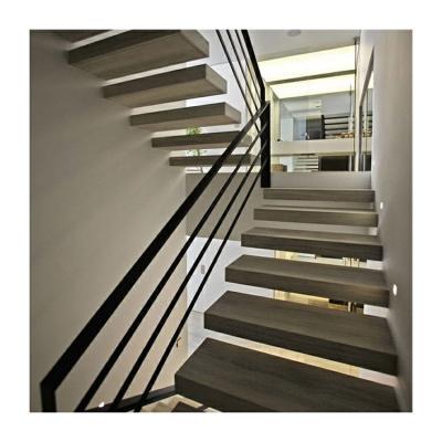 Cina Oak tread floating staircase solid wood treads indoor floating stair with landing in vendita