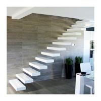 China Interior wooden floating stair solid wood system floating staircase lighting for sale