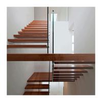 China Interior wooden floating stair solid wood system floating staircase lighting for sale
