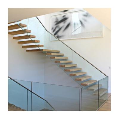 Cina Wood floating staircases wooden handrail design indoor floating staircase prices in vendita