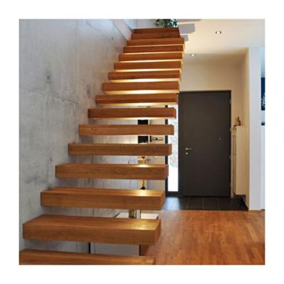 中国 Floating solid wood steps staircase oak wood tread low cost cheap floating tairs 販売のため