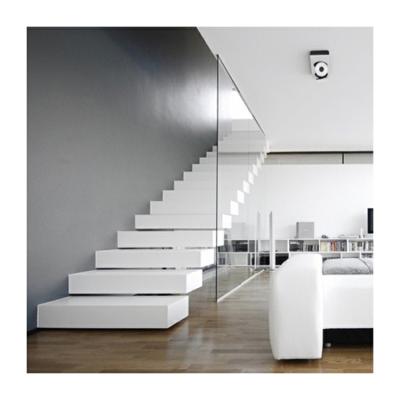 Cina Floating staircase with wood treads stainledd steel wooden step ladder height quality floating stairs in vendita