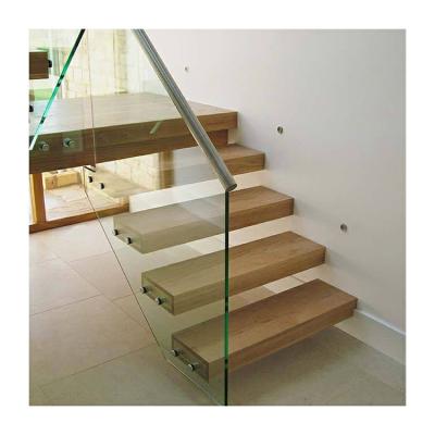 China Solid wood tread floating staircase solid wooden design floating shelfie Te koop