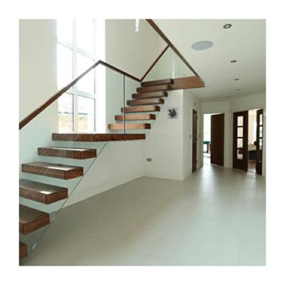 China Solid wood tread floating staircase solid wooden design floating shelfie Te koop