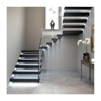 Cina Wood steps floating staircase prefabricated wood stairs floating staircases for house use in vendita