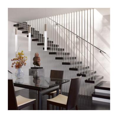 中国 Floating wood staircase design stair with the solid wood tread floating staircase for villa 販売のため