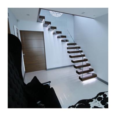 Cina Floating stairs with wooden stairs wood handrails decoration floating stair construction in vendita