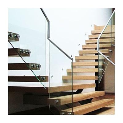 Cina Floating wood stair treads thick wood unique floating staircase in vendita