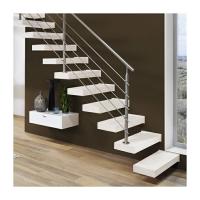 China Floating wood tread staircase solid wood tread floating stringer staircase for sale