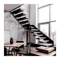 China Floating wood tread staircase solid wood tread floating stringer staircase for sale