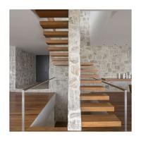 China Floating wood tread staircase solid wood tread floating stringer staircase for sale