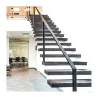 China Solid wood box tread floating stair customized solid wood tread floating stringer stairs design for sale