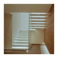 China Solid wood box tread floating stair customized solid wood tread floating stringer stairs design for sale