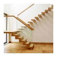 China Solid wood box tread floating stair customized solid wood tread floating stringer stairs design for sale