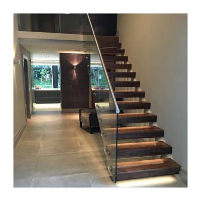 Cina Railing for oak floating staircase white wood stairs nosing floating staircase in vendita