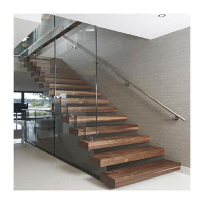 中国 Floating wood trends stairs invisible stringer wood step floating staircase safety 販売のため