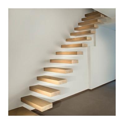Cina Floating stairs with wood stringers wooden oak grace floating staircase in vendita