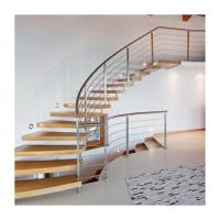 China Floating timber stairs solid wood treads led light for floating staircase for sale