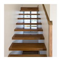 China Floating timber stairs solid wood treads led light for floating staircase for sale