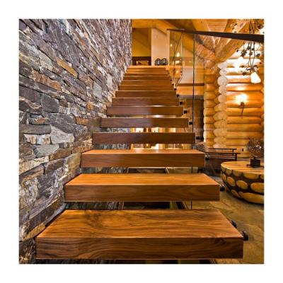 Cina Floating wood steps natural wood house floating staircase in vendita