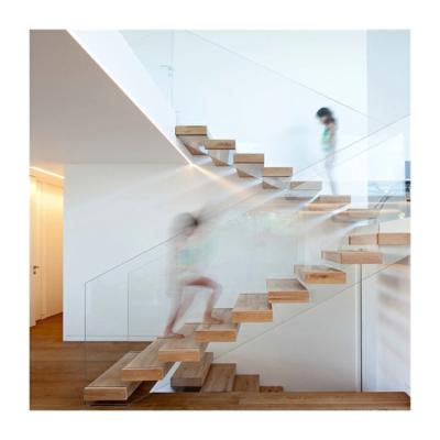 Cina Oak floating stair tread customize stairs wood china suppliers floating staircase in vendita