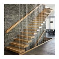 China Timber floating staircase with solid wood tread staircase floating for sale