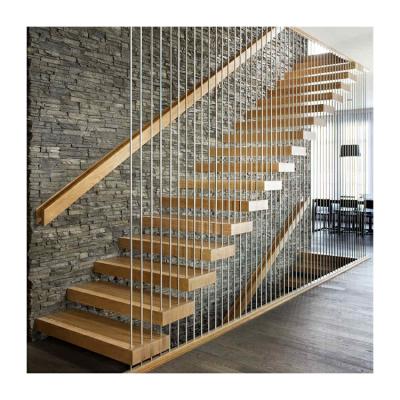 Cina Timber floating staircase with solid wood tread staircase floating in vendita
