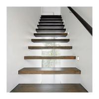 China Timber floating staircase with solid wood tread staircase floating for sale