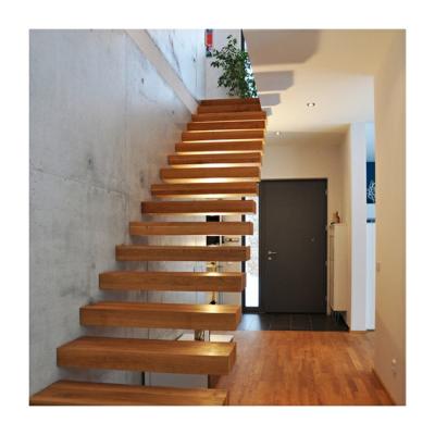 Cina Solid wood diy floating stairs wooden pedal floating staircase with landings in vendita