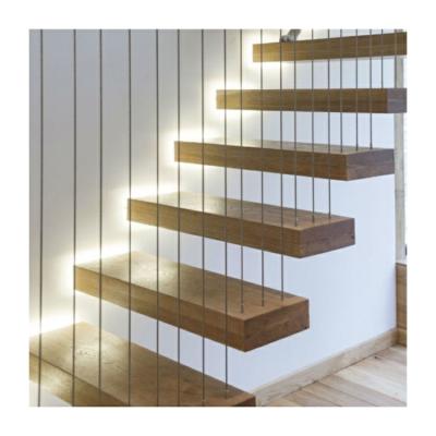 Cina Floating stairs with woodn steps factory price wood u shape floating staircase in vendita