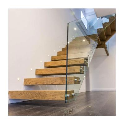 Cina Wood floating staircase price stair wood used factory customized floating staircase in vendita