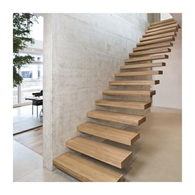 Cina Modern steel wood floating stairs wood timber stairs interior floating stringer staircas in vendita