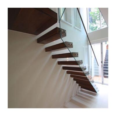 Cina Teak wood floating stairs wooden stairs manufacturer open floating stair kits in vendita