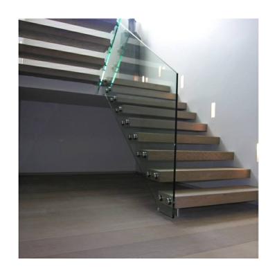 Cina Floating wood straight staircase with wood tread indoor floating staircase design in vendita