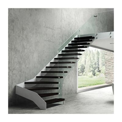 Cina High quality wooden floating wood straight staircase floating steps outside in vendita
