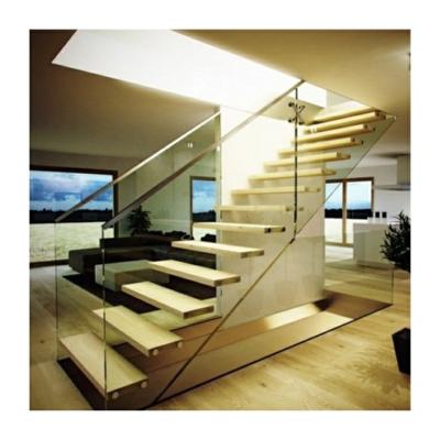 Cina Design wooden tread floating staircase wood timber staircases child proof floating stairs in vendita