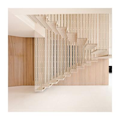 Cina Solid wood build floating staircase teak wood stairs floating stair stringer in vendita