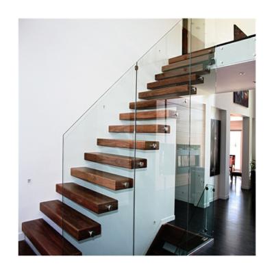 Cina Solid wood build floating staircase teak wood stairs floating stair stringer in vendita