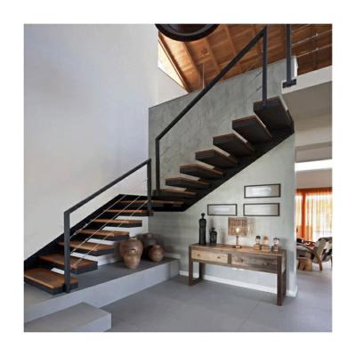 Cina Solid wooden floating stairs wood stair tread stairs open riser floating staircase in vendita