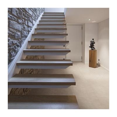 Cina Wood floating stairs design wooden manufacturer frameless railing floating staircase in vendita