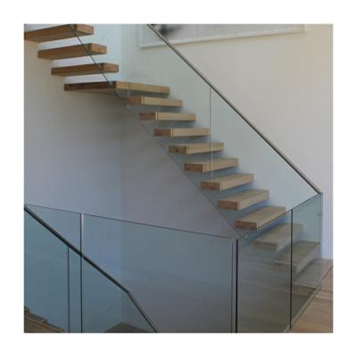 Cina Solid wood tread floating staircase l shape beech wood tiny house floating stairs in vendita