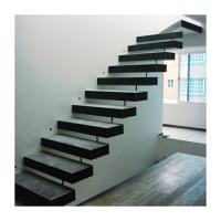 China Single stringer wood floating stairs solid wooden tread stairs floating hidden stringer staircase for sale