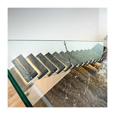 Cina Wood box tread floating staircase wood flating staircase floating deck stair landing in vendita