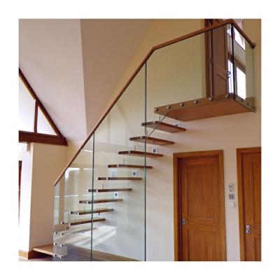 Cina Solid wood modern floating stairs luxury wood floating floor on stairs in vendita