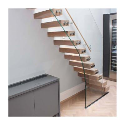 Cina Wood handrail floating staircase prefabricated wooden buy floating staircase in vendita