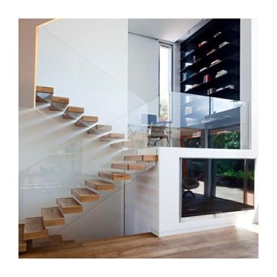 Cina Used floating wooden staircase wooden stair floating teak tread staircase in vendita